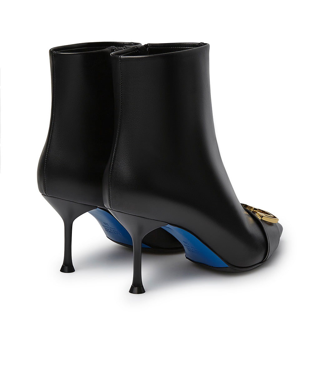 Logo-plaque black leather ankle boots | Loriblu