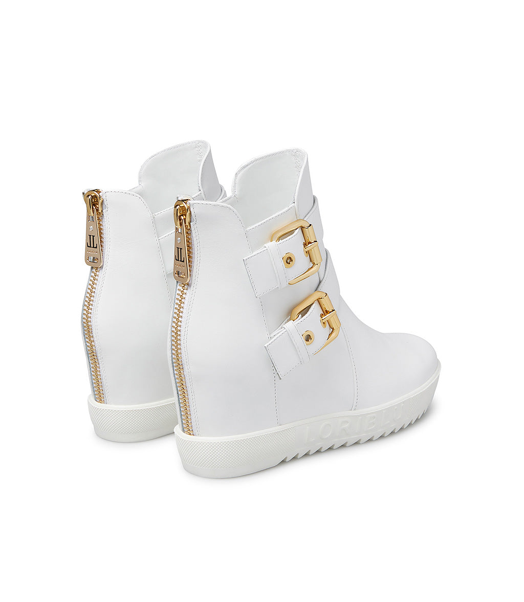 Inner platform white calfskin sneakers | Loriblu