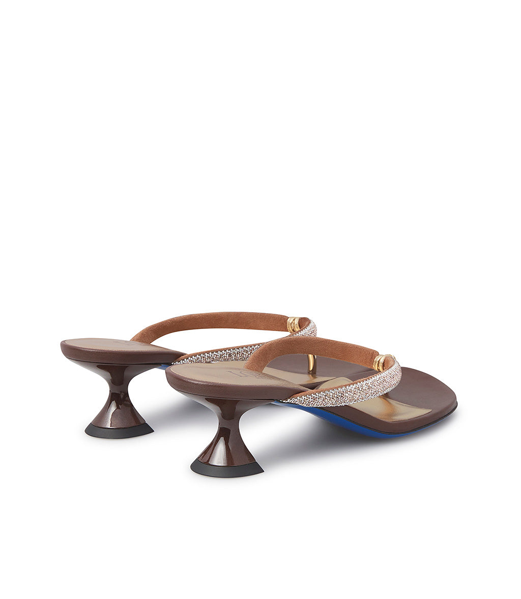 Brown and gold thong sandals | Loriblu
