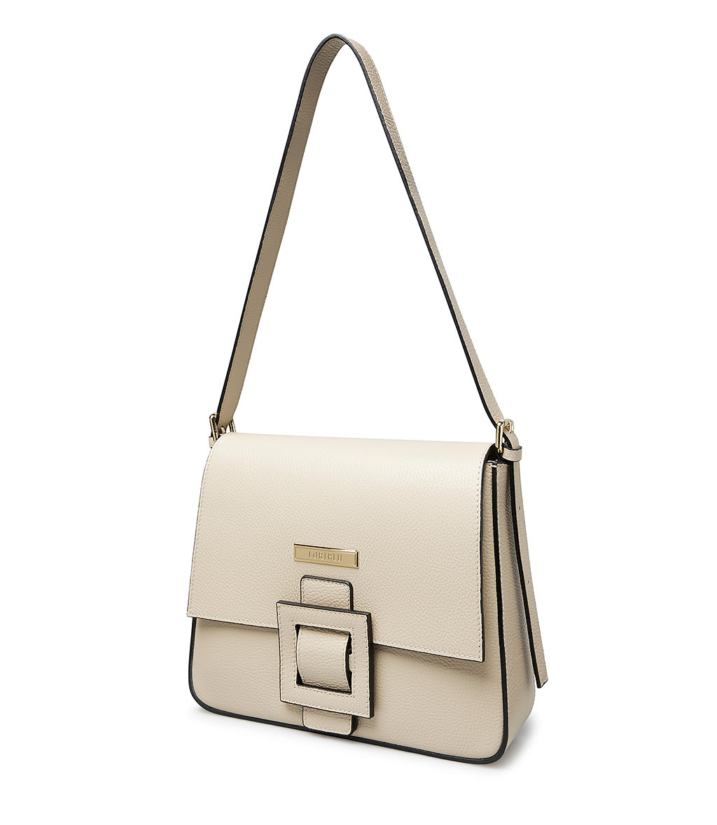Cappuccino-toned leather shoulder bag | Loriblu